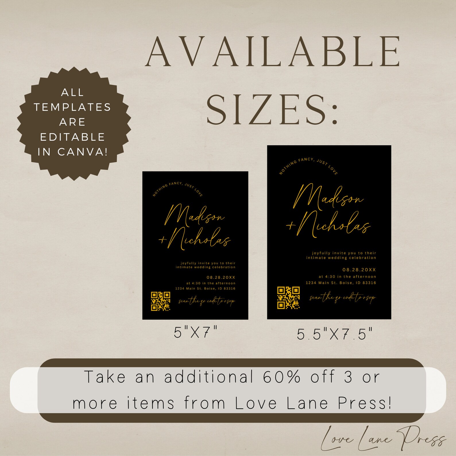 Nothing Fancy Just Love Invitation, Black and Gold Courthouse Wedding ...