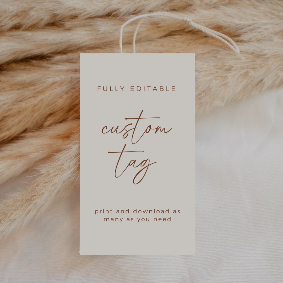 Earth Tone Tag Templates, DIY Wedding Gift Tags, Fully Editable ...