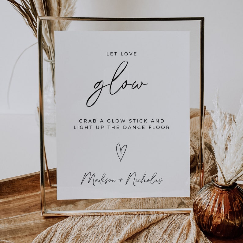 Minimalist Let Love Glow Sign, Glow Stick Sign, Boho Wedding Sign ...