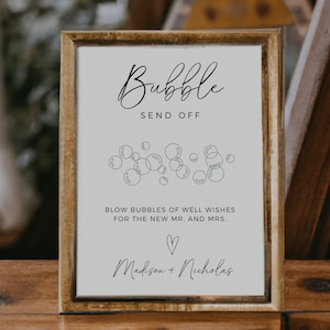 Minimalist Bubble Send off Sign, Editable Template, Wedding Ceremony ...