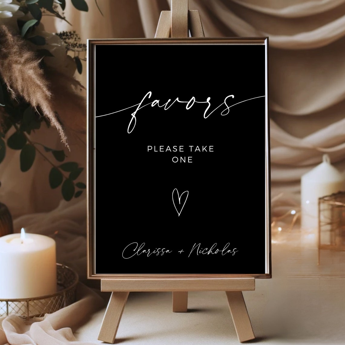 Black Wedding Favors Sign, Please Take One, Reception Favor Table ...