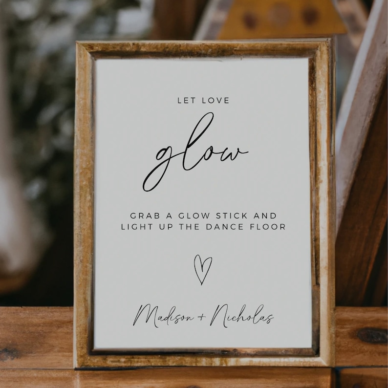 Minimalist Let Love Glow Sign, Glow Stick Sign, Boho Wedding Sign ...