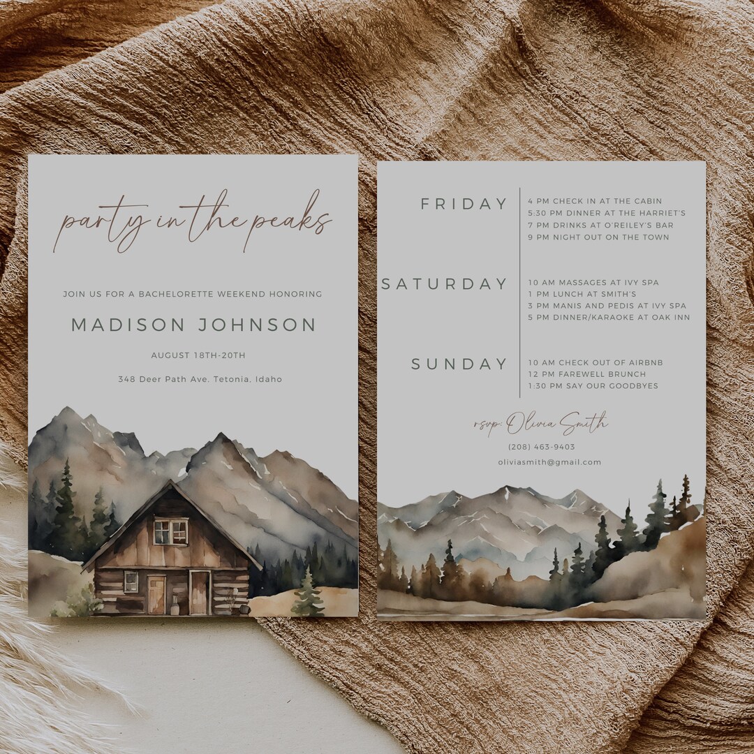 Cabin Bachelorette Invitation Template, Camping Bachelorette, Editable ...