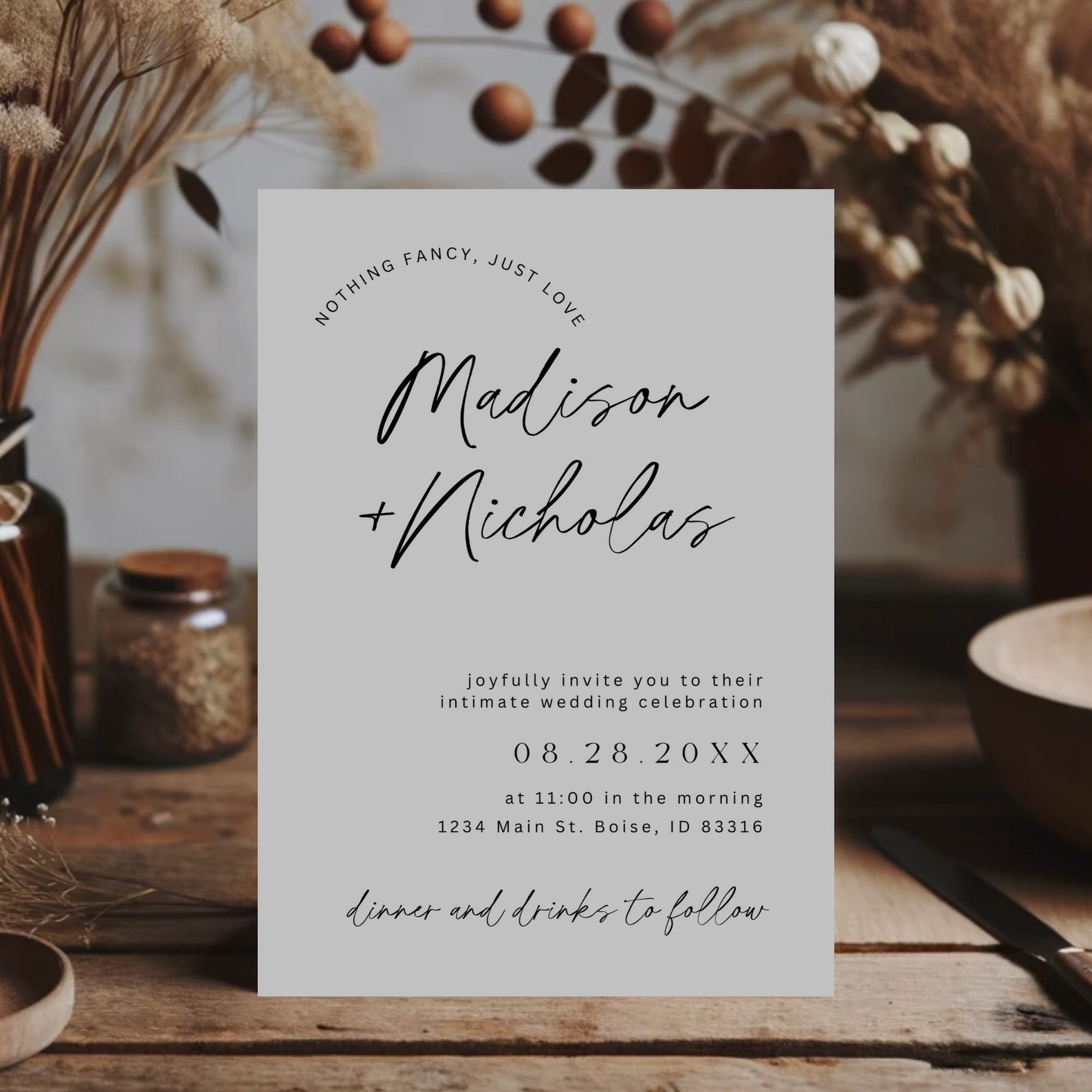 Nothing Fancy Just Love Invitation, Elopement Reception Invitation ...