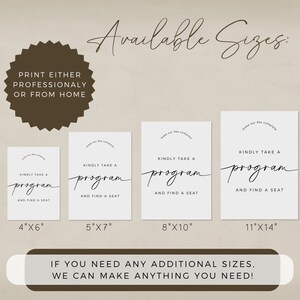 Minimalist Wedding Program Sign, Please Take One Sign, Boho Wedding ...