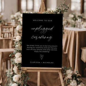 Black Unplugged Ceremony Sign, Wedding Entrance Sign, Large Welcome ...