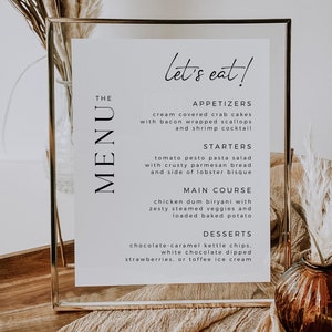 Modern Minimalist Wedding Menu Template, Elegant Dinner Menu, Fully ...
