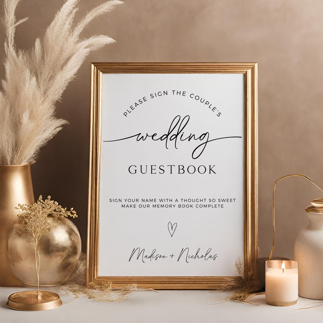 Please Sign Our Guest Book Template, Modern Minimalist Guestbook Table ...