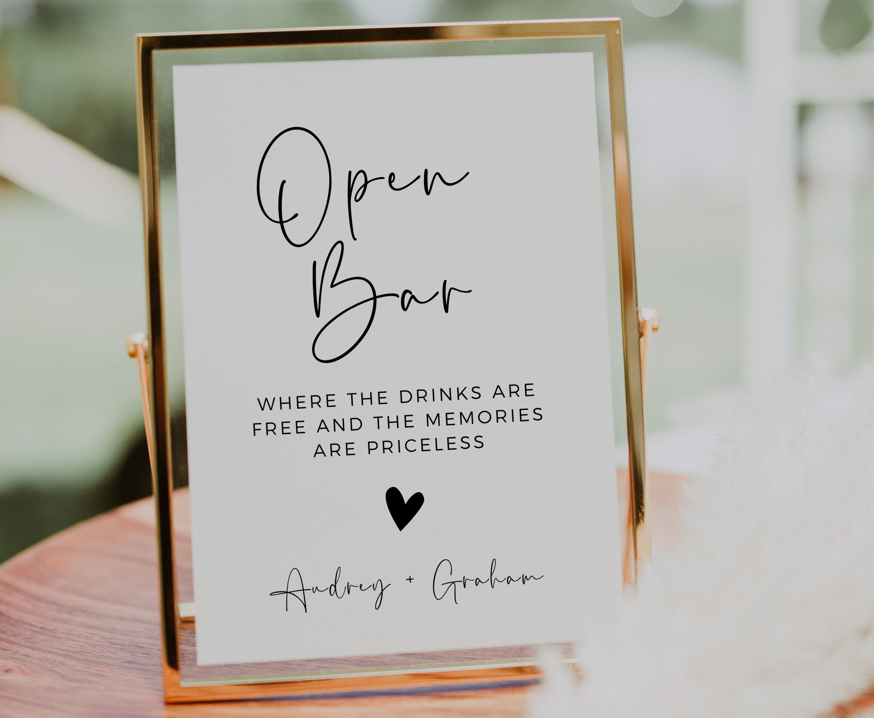 Open Bar Wedding Sign Template Modern Minimalist Wedding Bar - Etsy