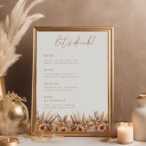 Fall Floral Signature Drink Sign Template, Earth Tone Fall Bar Menu ...