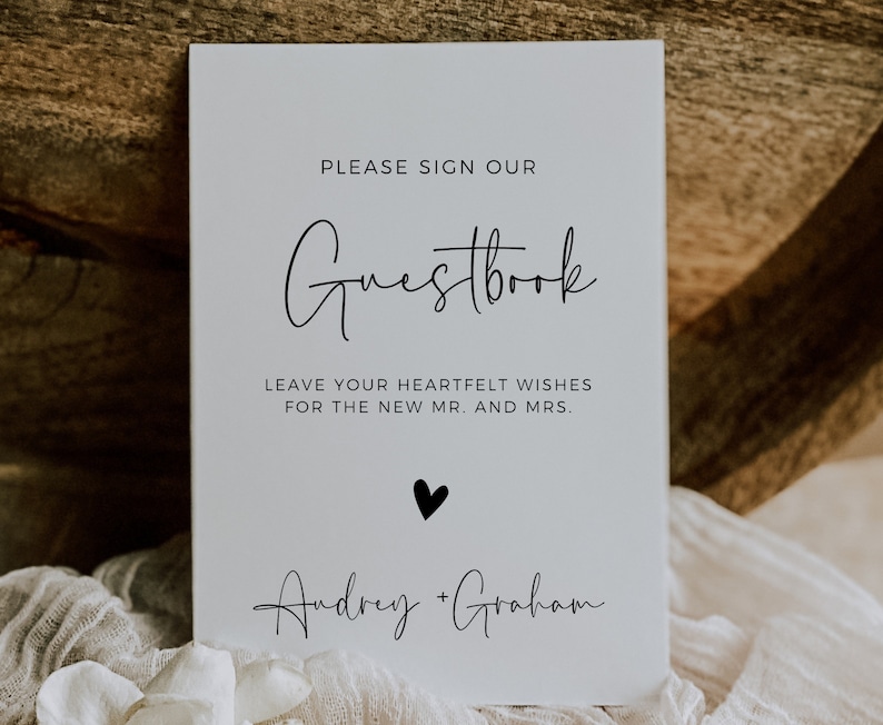 Please Sign Our Guest Book Sign Template, Modern Minimalist Wedding ...