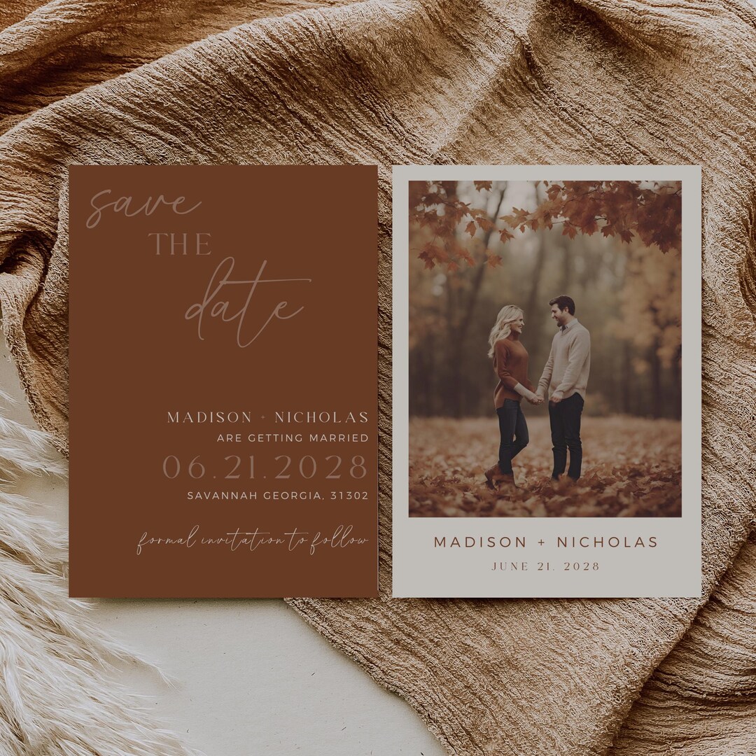 Fall Save the Date Template, Printable Terracotta Wedding Stationery ...