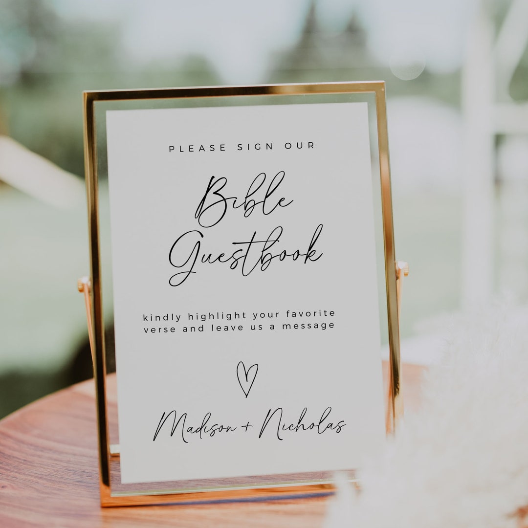 Minimalist Bible Guest Book Sign, Bible Verse Sign, Guest Book Sign ...