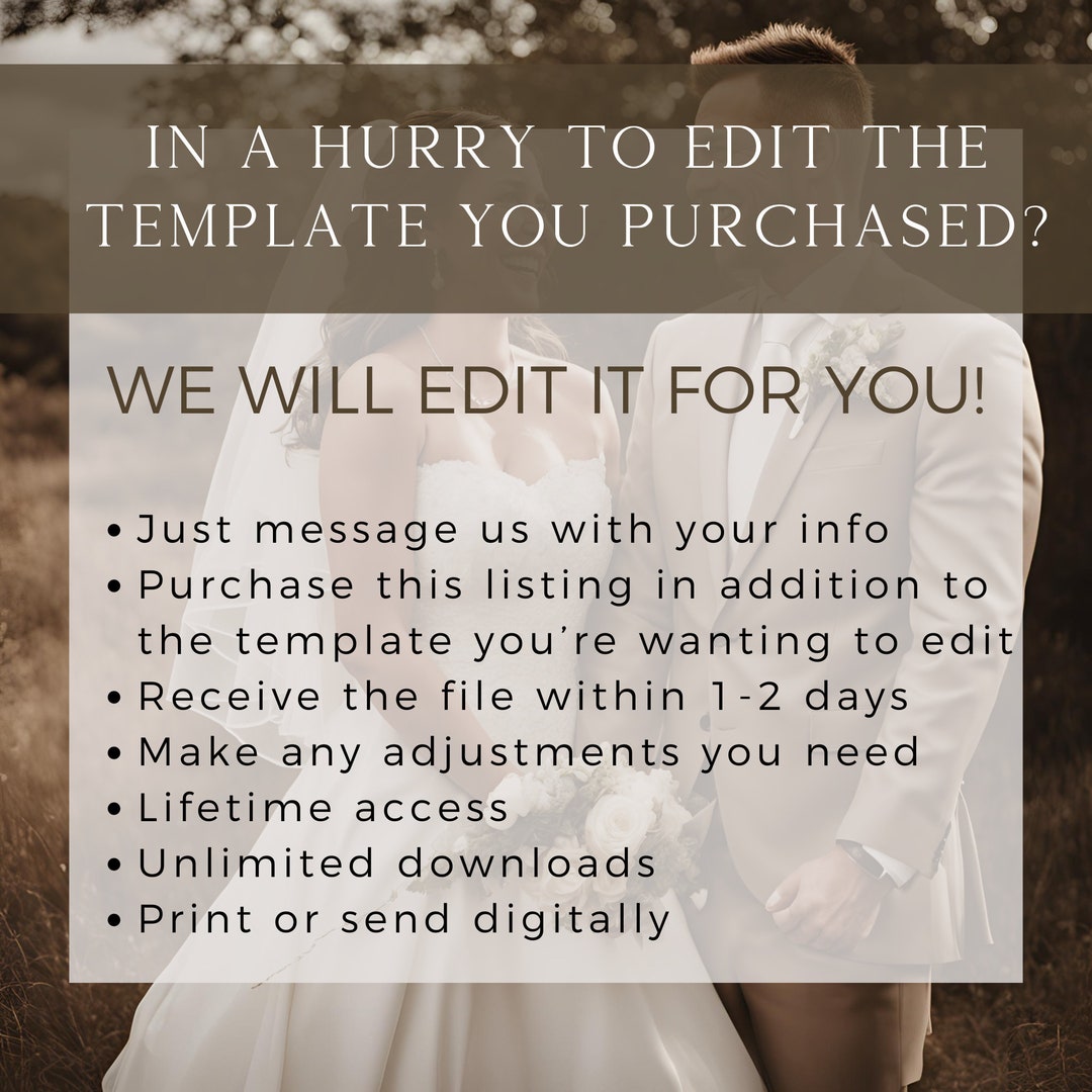 We Will Customize Your Template for You, Fully Personalized Wedding ...