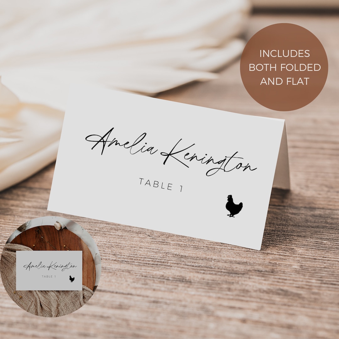 Place Cards With Meal Choice, Printable Name Card Template, Boho ...