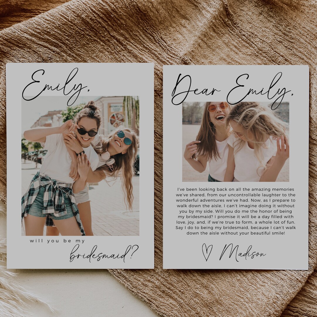 Bridesmaid and Maid of Honor Proposal Card Template, Fully Editable in ...