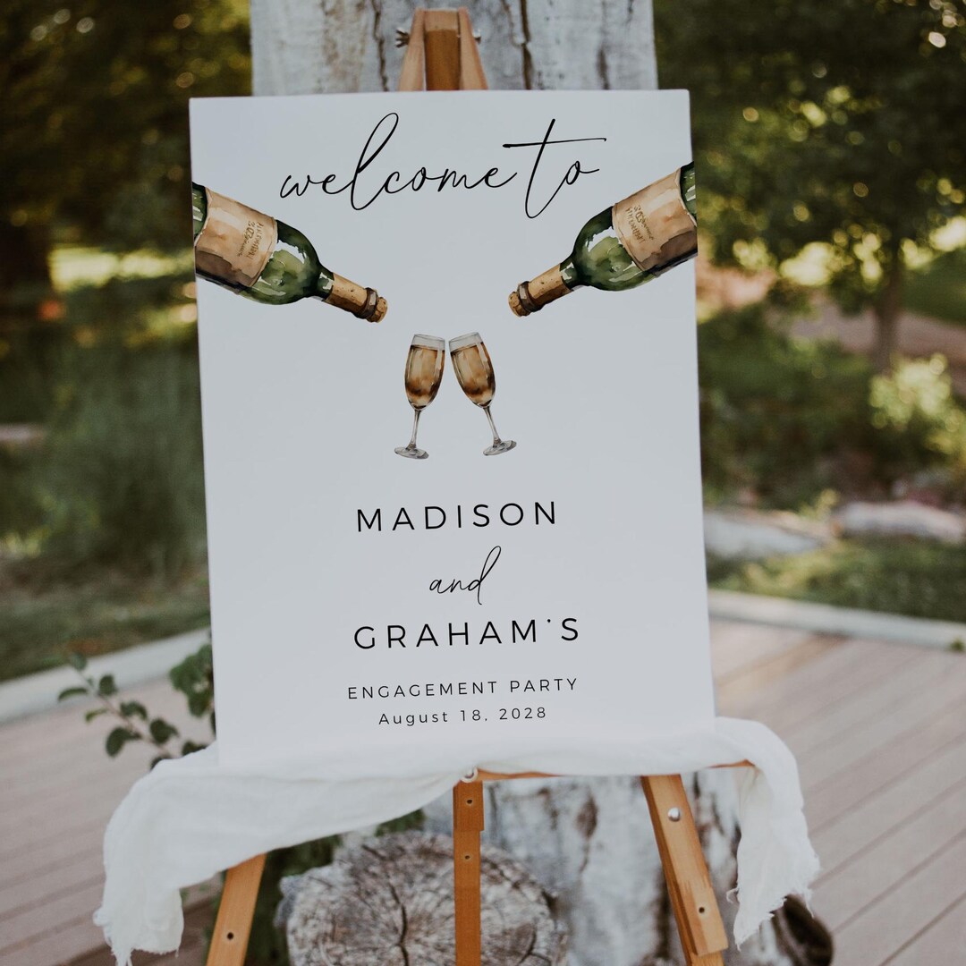 Champaign Engagement Party Welcome Sign, Editable Template, Couples ...