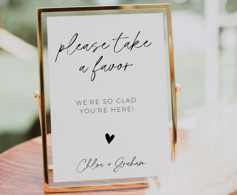 Wedding Favor Sign Template, Please Take One Sign, Modern Minimalist ...
