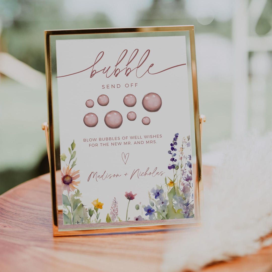 Colorful Wildflower Bubble Send off Sign, Fully Editable DIY Canva ...