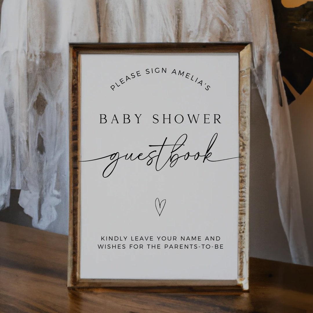 Minimalist Baby Shower Guest Book Sign, Editable Template, Baby Shower ...