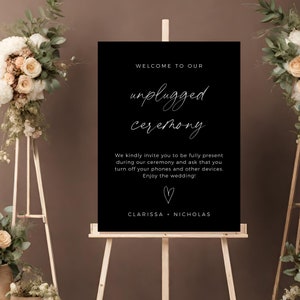 Black Unplugged Ceremony Sign, Wedding Entrance Sign, Large Welcome ...