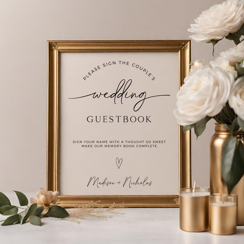 Please Sign Our Guest Book Template, Modern Minimalist Guestbook Table ...