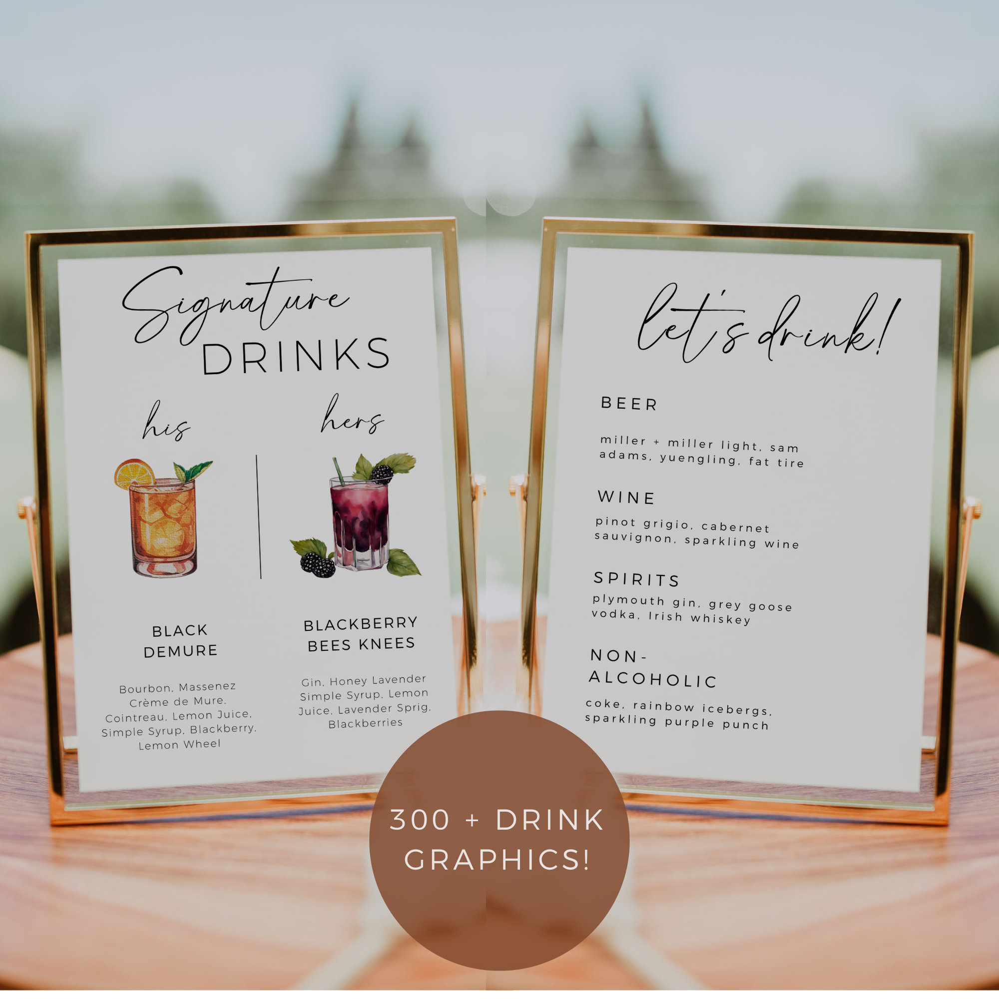 Signature Drink and Bar Menu Sign, Colorful Wedding Signature Cocktails ...