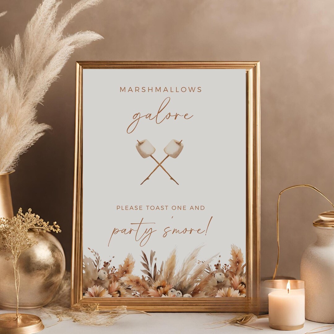 Fall Floral S'more Bar Wedding Sign, Toast A Marshmallow, Outdoor ...