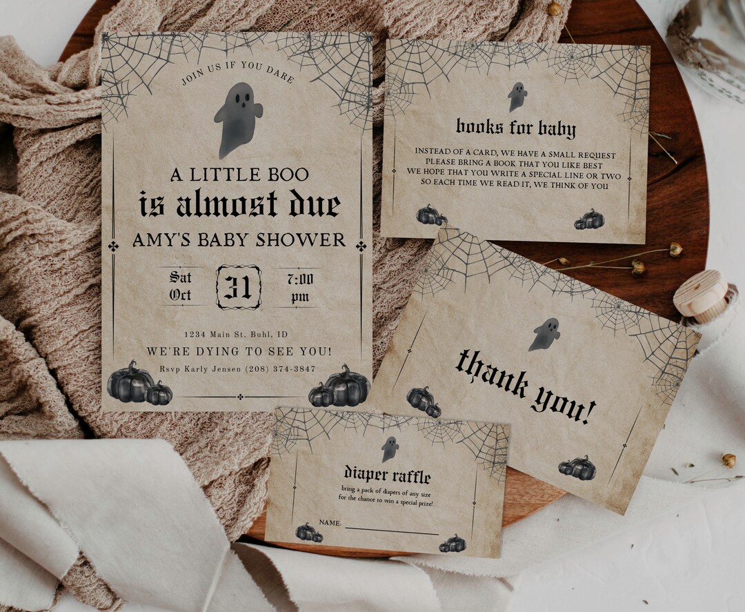 Halloween Baby Shower Invitation, Spooky Invitation Template, Baby ...