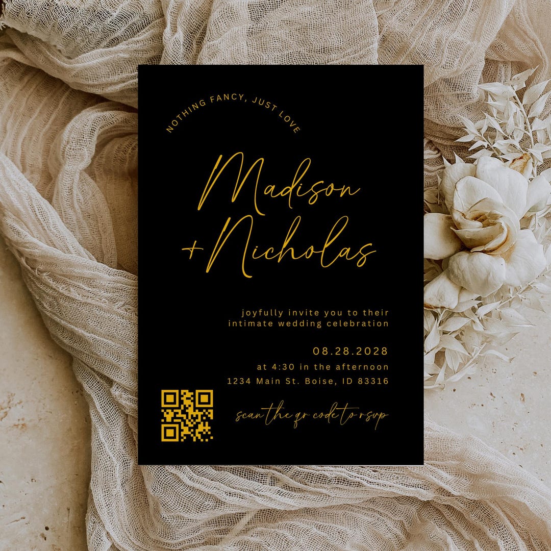 Nothing Fancy Just Love Invitation, Black and Gold Courthouse Wedding ...