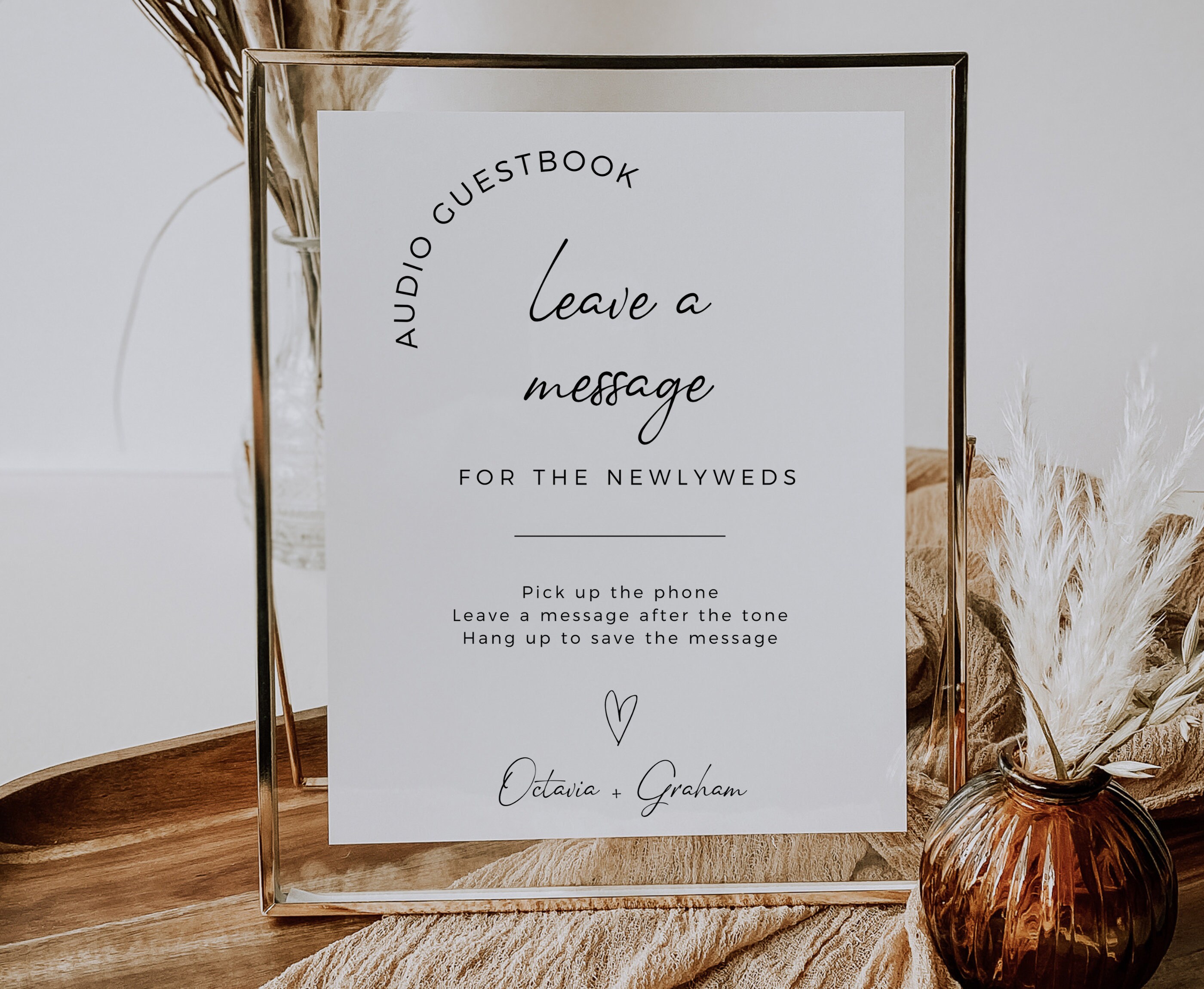 Minimalist Audio Guest Book Sign, Voicemail Guestbook, Printable ...