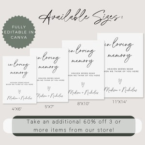 Wedding Memorial Sign, Editable Template, Modern Minimalist, in Loving ...