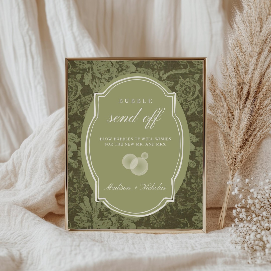 Vintage Green Bubble Send off Sign, Editable DIY Canva Template ...