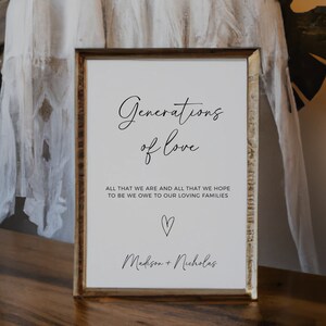 Generations of Love Sign, Editable Template, Modern Minimalist Wedding ...