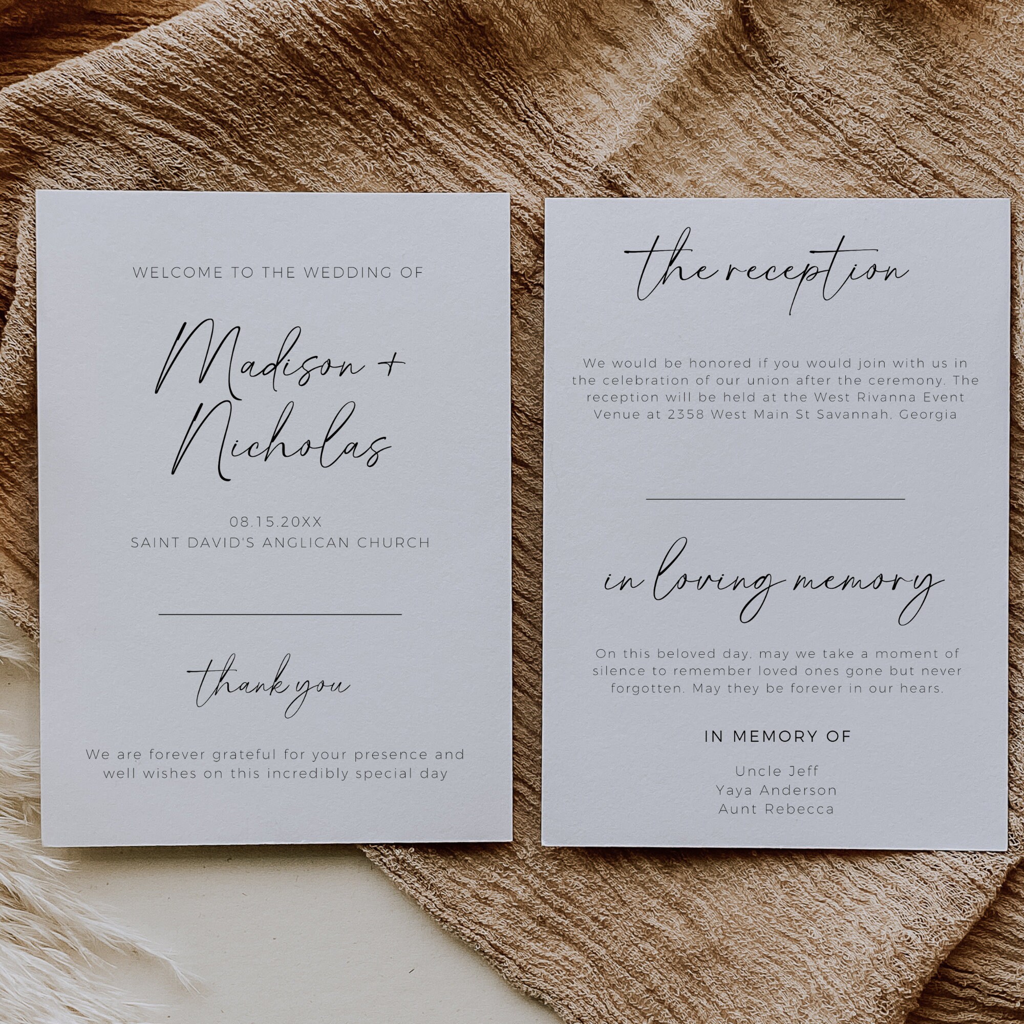 Folded and Flat Wedding Program, Editable Template, Wedding Program ...