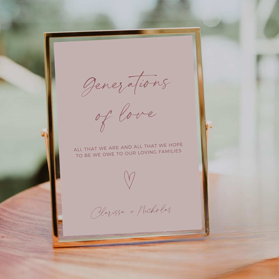 Blush Pink Generations of Love Sign, Fully Editable Canva Template ...