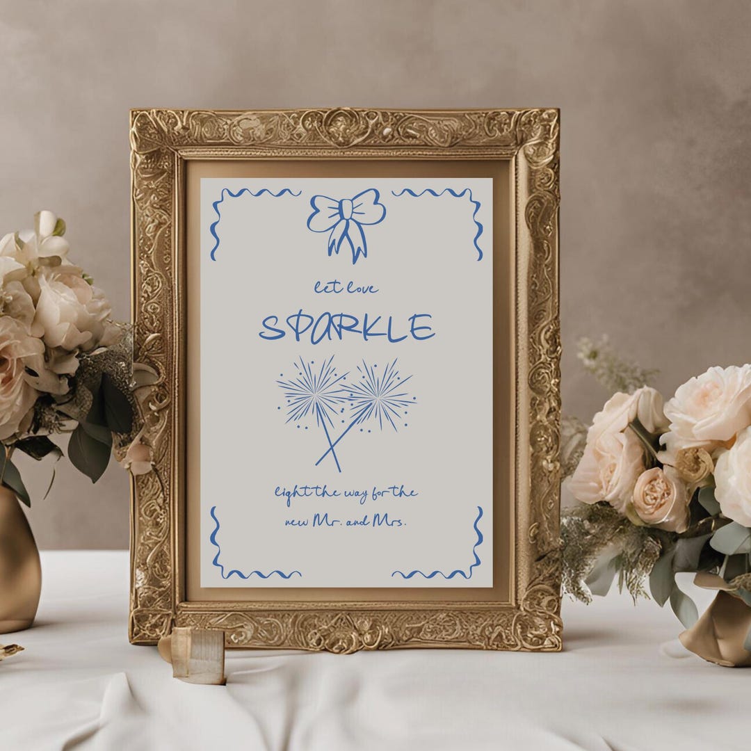 Blue Wavy Retro Sparkler Send off Sign Template Whimsical Let Love ...