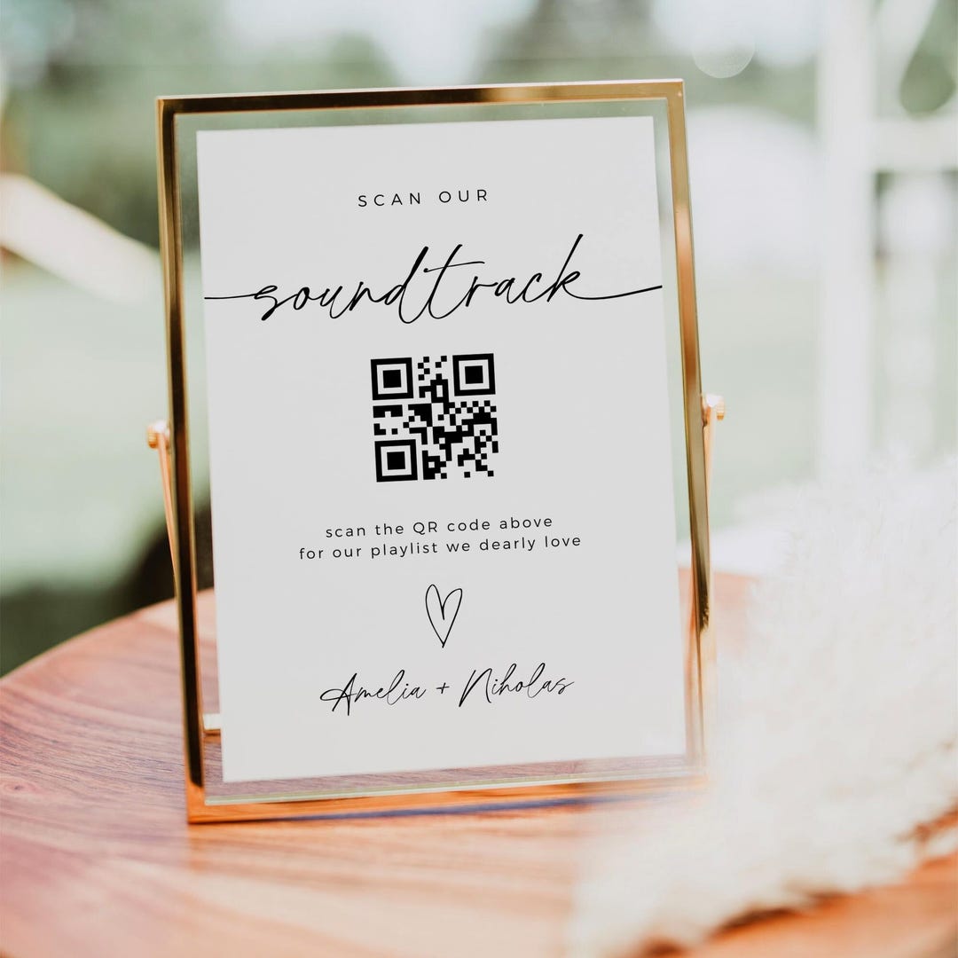 Minimalist Wedding Soundtrack Sign, Fully Editable Canva Template ...
