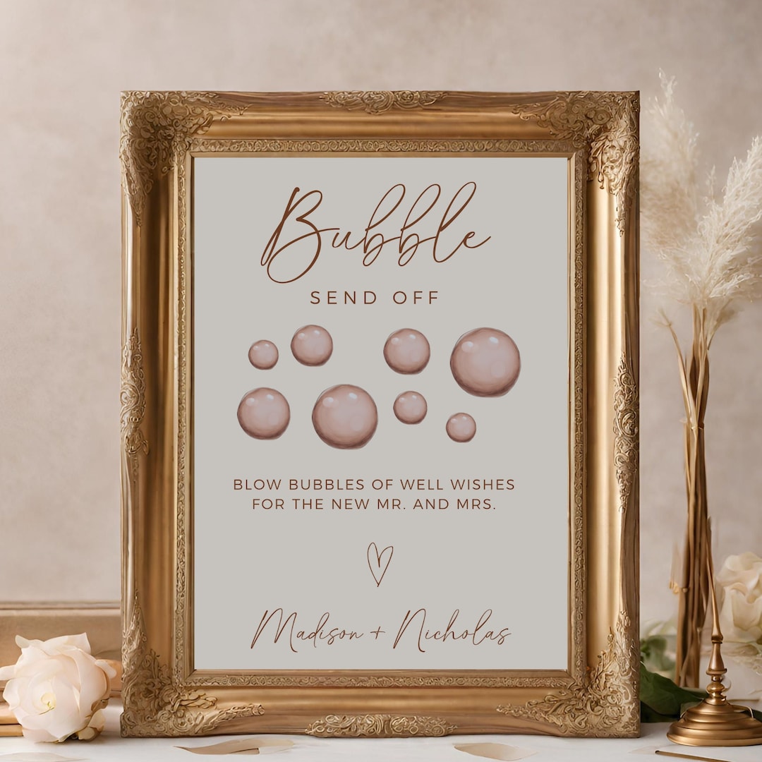 Terracotta Wedding Bubble Send off Sign Template, Minimalist Fall Send ...