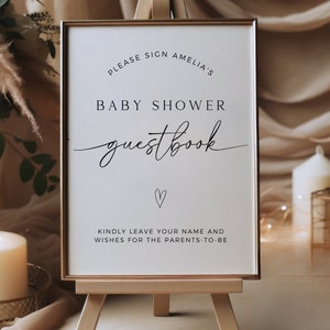Minimalist Baby Shower Guest Book Sign, Editable Template, Baby Shower ...