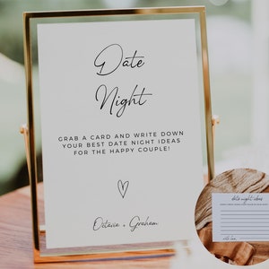 Minimalist Date Night Ideas, Date Night Cards, Bridal Shower Activity ...