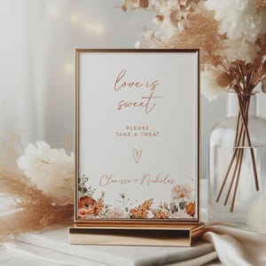 Editable Fall Dessert Table Sign, Earth Tone Love is Sweet Template ...