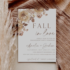 Engagement Party Invitation Template, Fall in Love Invitation, Autumn ...