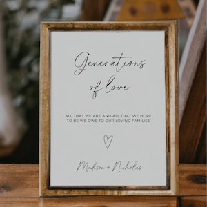 Generations of Love Sign, Editable Template, Modern Minimalist Wedding ...