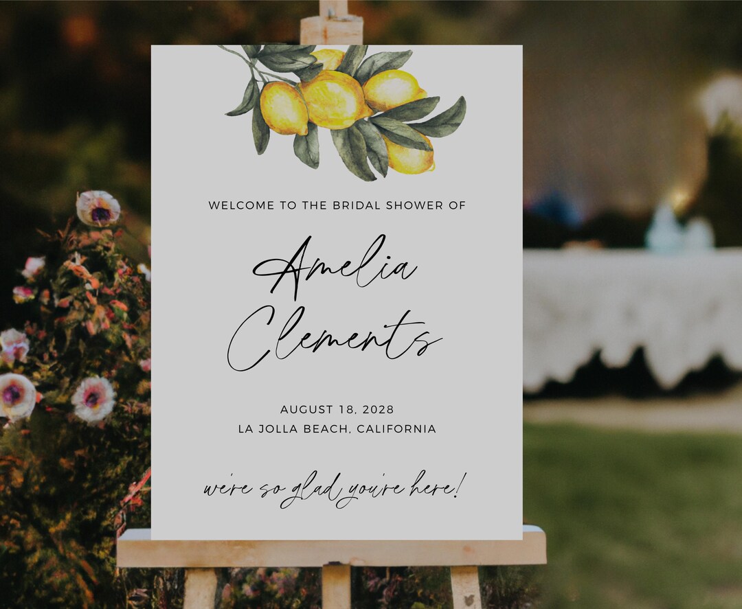 Lemon Bridal Shower Welcome Sign, Editable Template, Printable Lemon ...