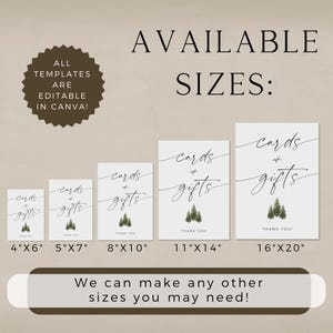 Winter Pine Tree Cards and Gifts Sign Template, Forest Theme Wedding ...