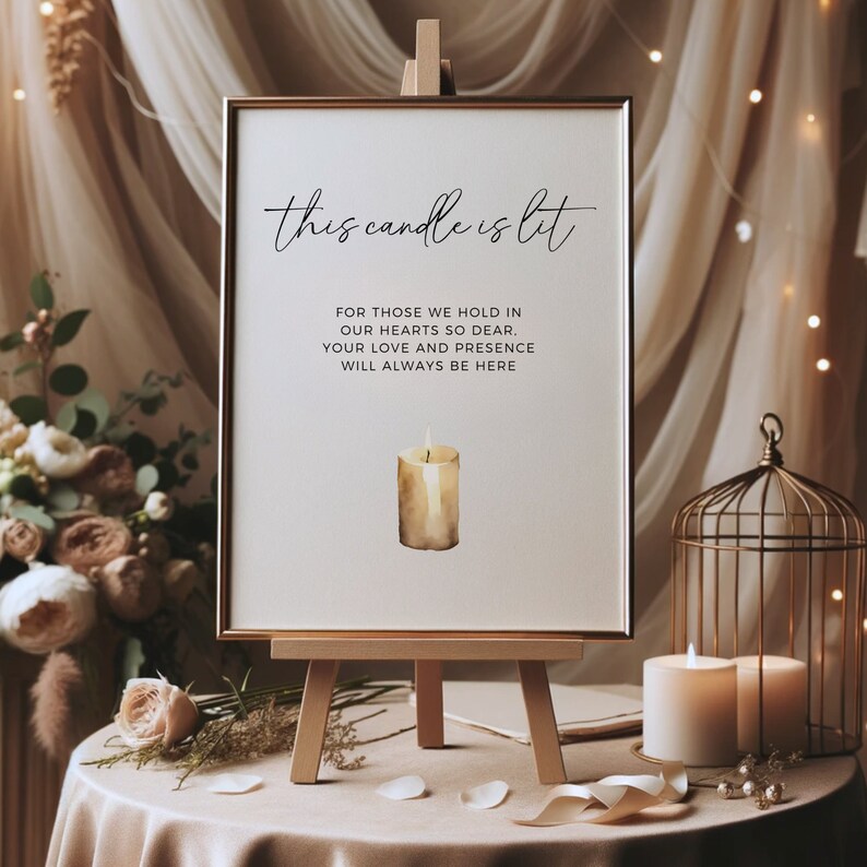 Minimalist Wedding Memorial Candle Sign, Editable Template, in Loving ...