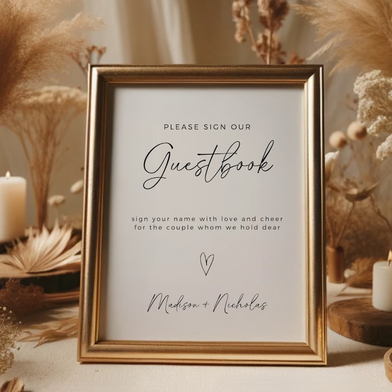 Minimalist Guest Book Sign, Please Sign Our Guest Book, Boho Wedding ...