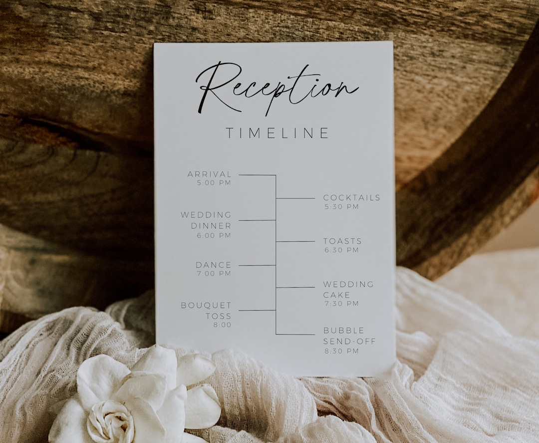 Reception Timeline Sign Template, Boho Wedding Sign, Modern Minimalist ...