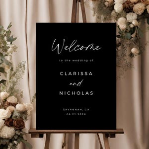 Black Wedding Welcome Sign, Fully Editable Canva Template, Large ...